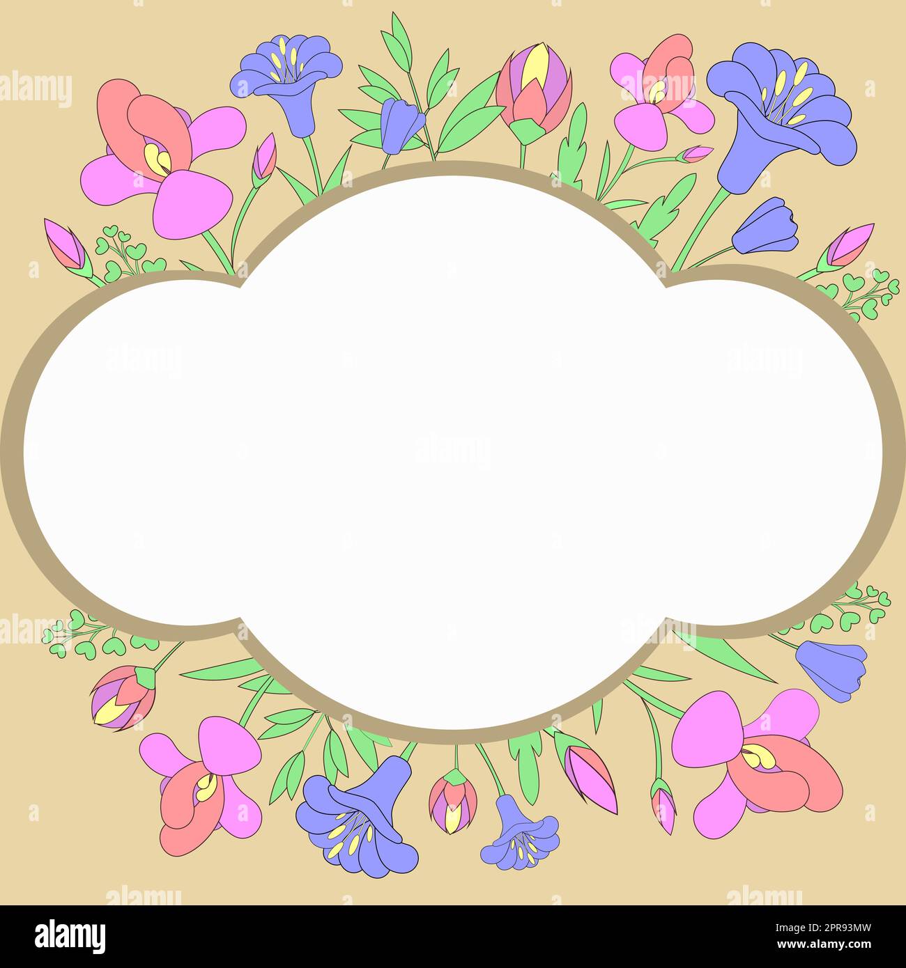 Frame With Leaves And Flowers Around And Important Announcements Inside ...