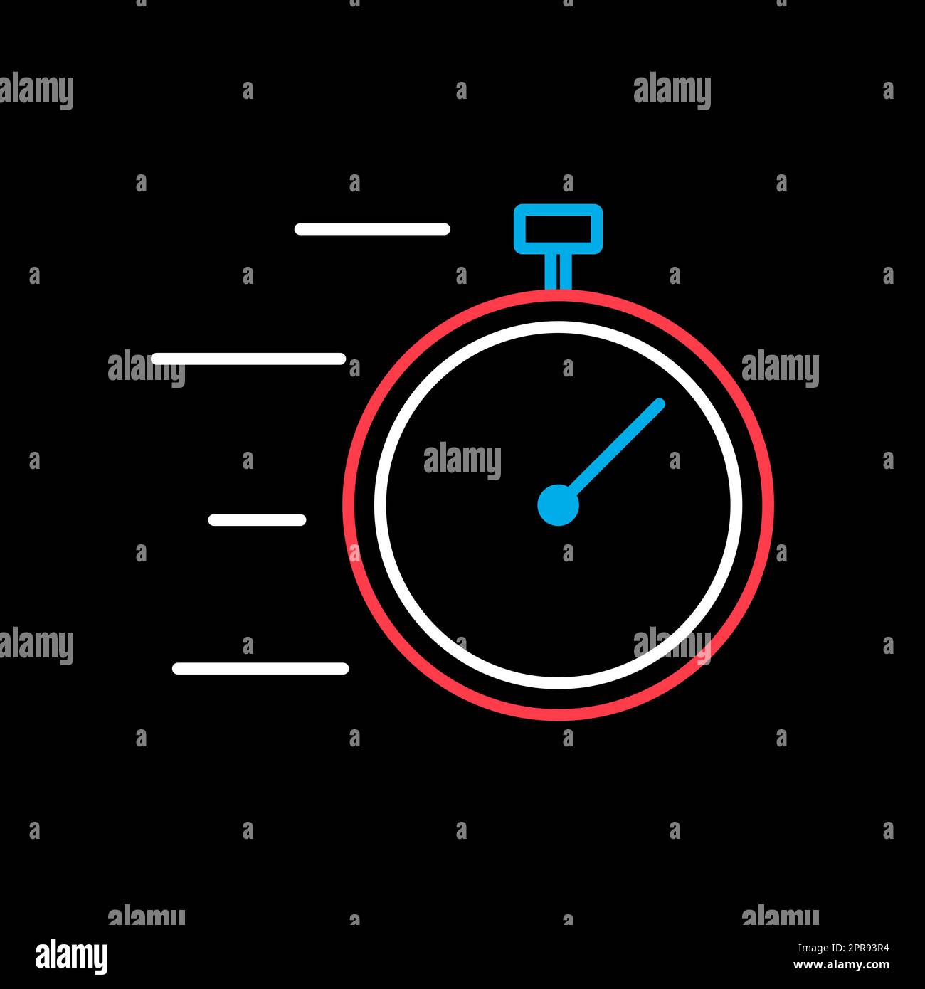 Fast delivery vector isolated on black background icon. Stopwatch with ...