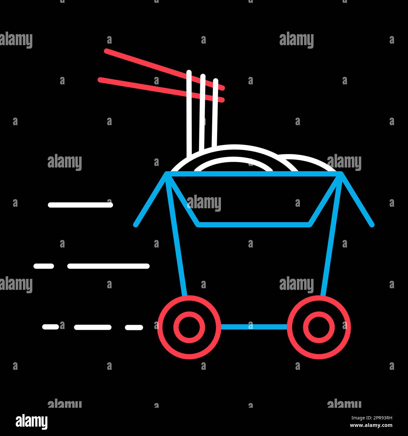 Wheeled wok box vector isolated on black background icon. Delivery sign ...