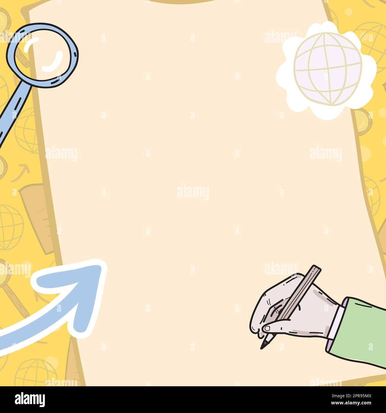 Handwriting On A Blank Sheet With Magnifying Lens, Upward Arrows And ...