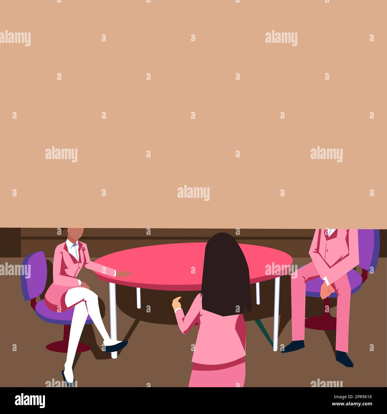 Three colleagues having office meeting presenting newest project ideas ...