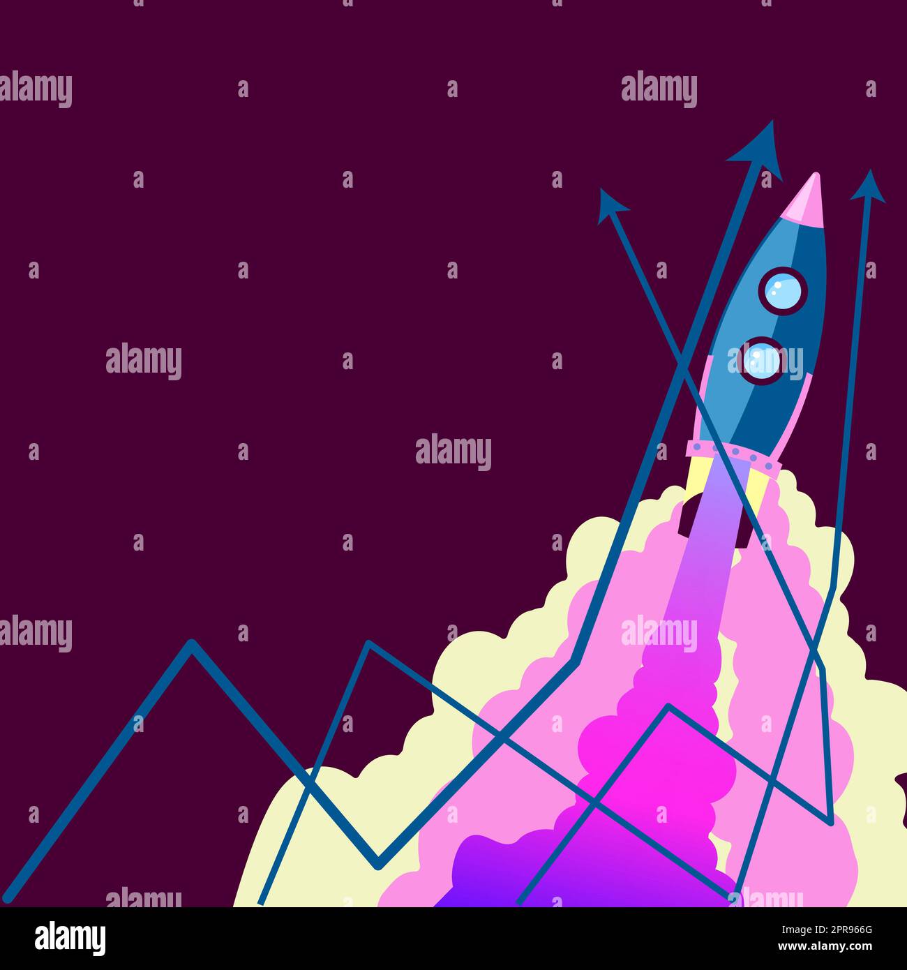 Rocket Taking Off Leaving Fire Behind And Presenting Important Message ...