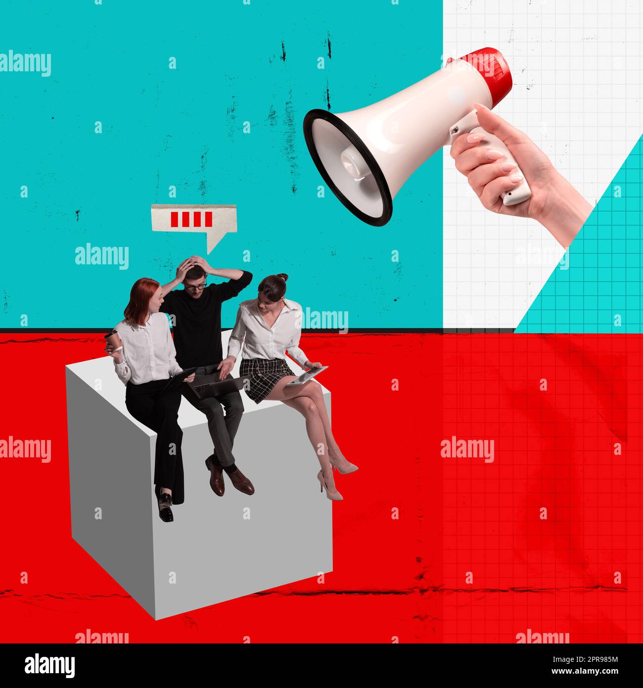 Deadlines and professional challenges. Employees, man and women sitting ...