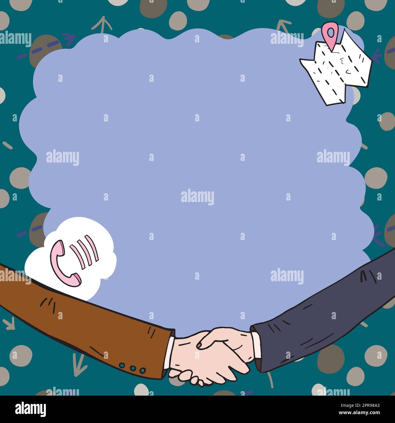 Blank frame decorated with communication harmony symbols. Empty poster ...