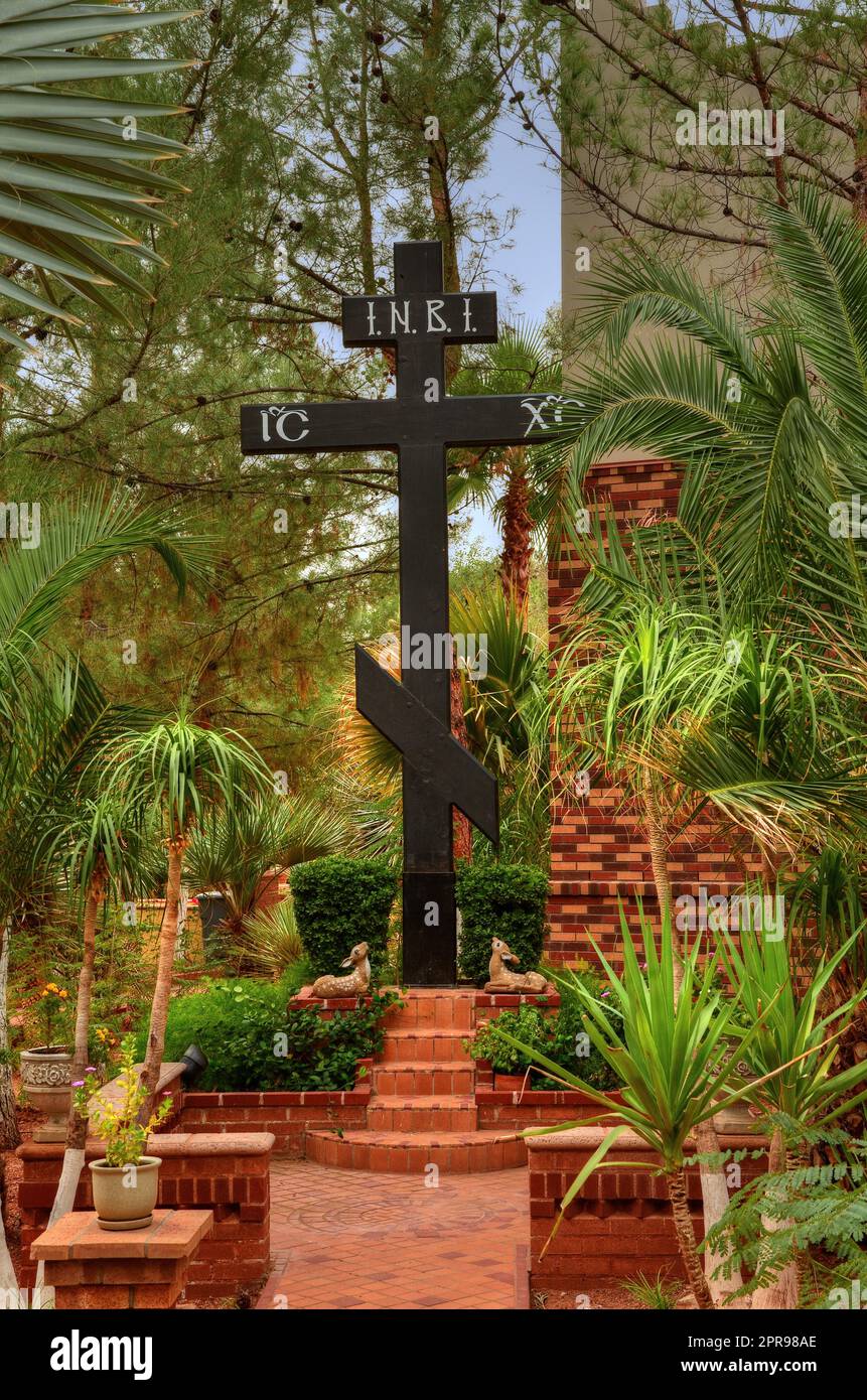 Greek Orthodox cross at St. Anthony's Monastery in Arizona USA Stock ...