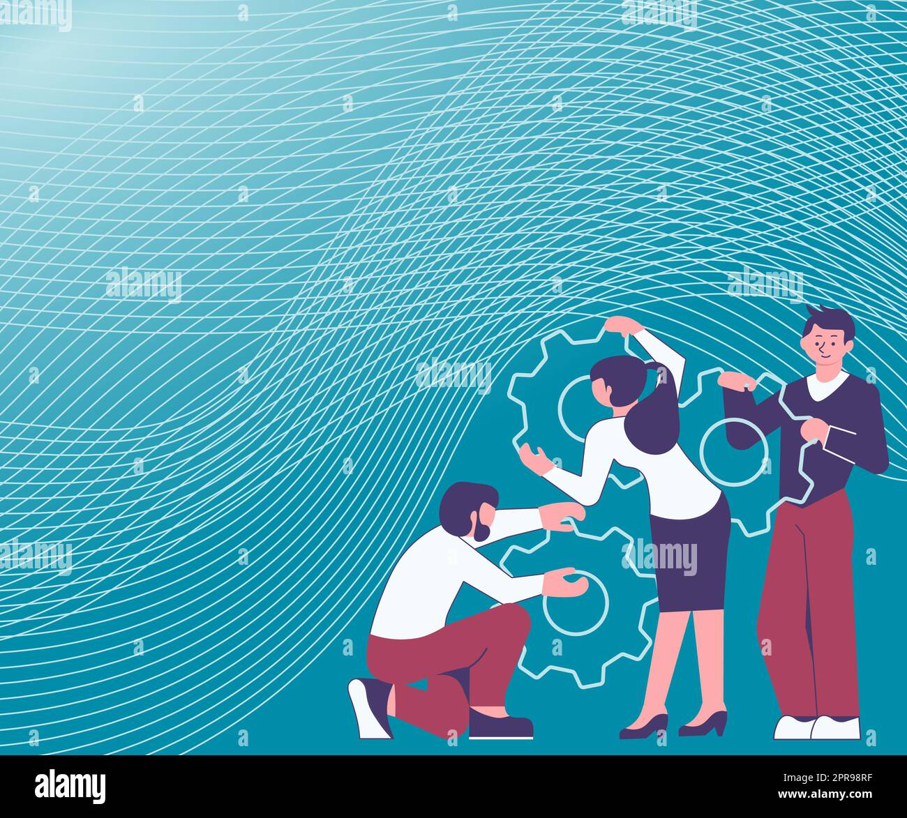 Illustration Of A Group Holding Spur Gear Helping Each For Their Work ...