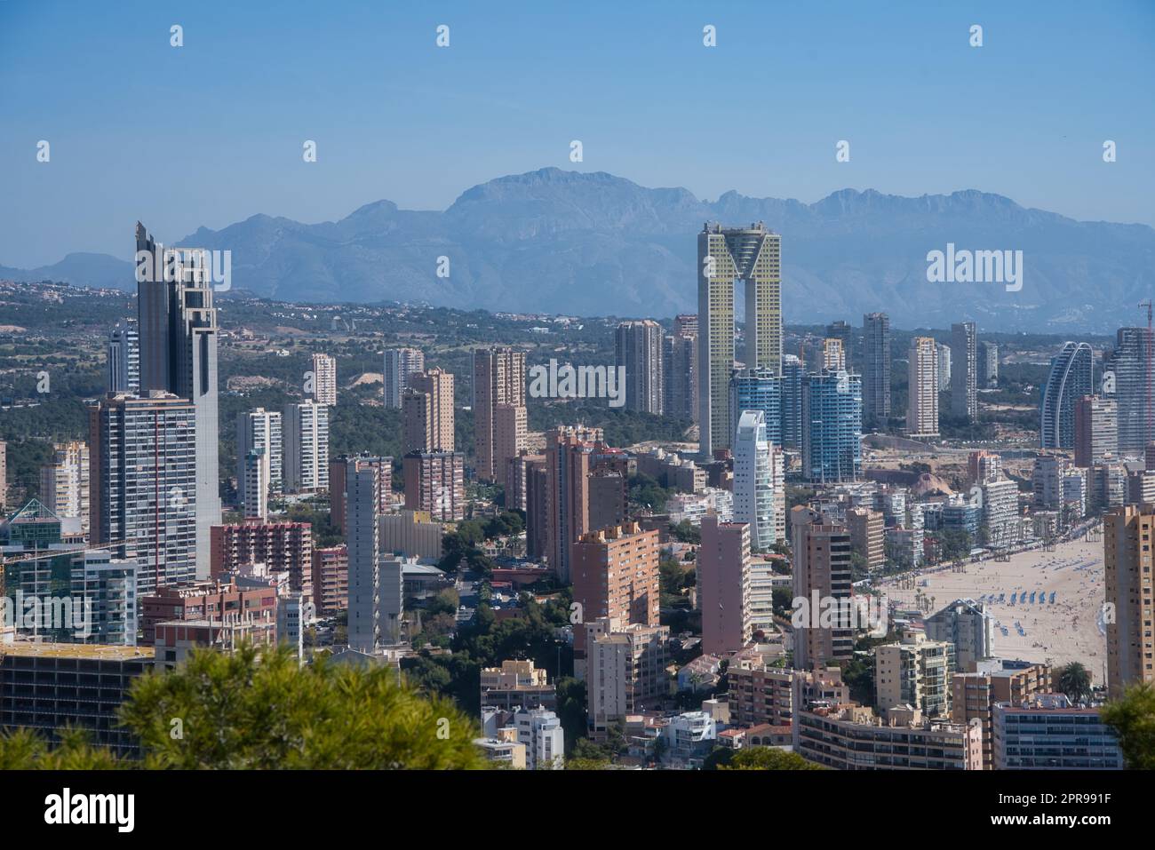 Stunning skyline of Benidorm, a city on the eastern coast of Spain. The ...