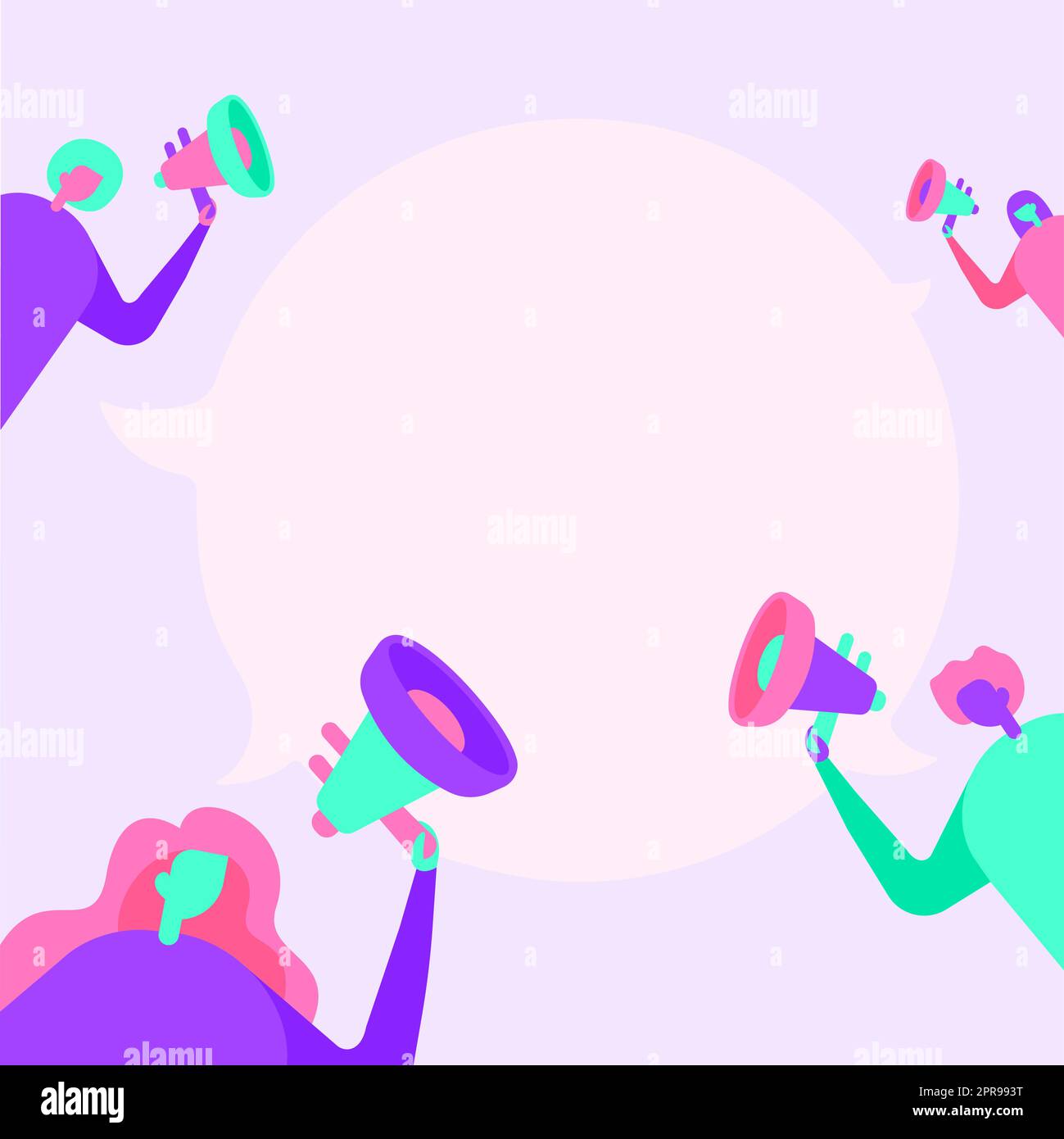 Group Of People Drawing Holding Their Megaphones Talking And Sharing ...