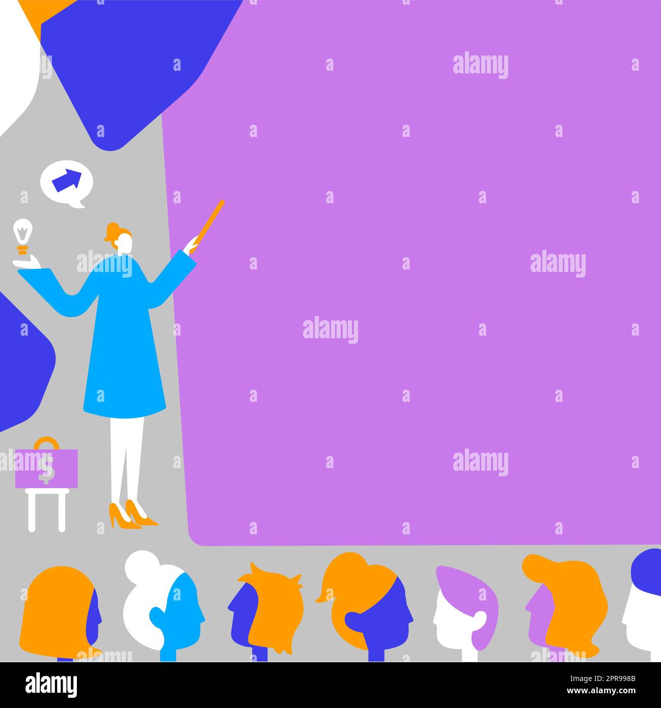 Lady Holding A Presentation Pointing Backdrop Presenting Newest ...