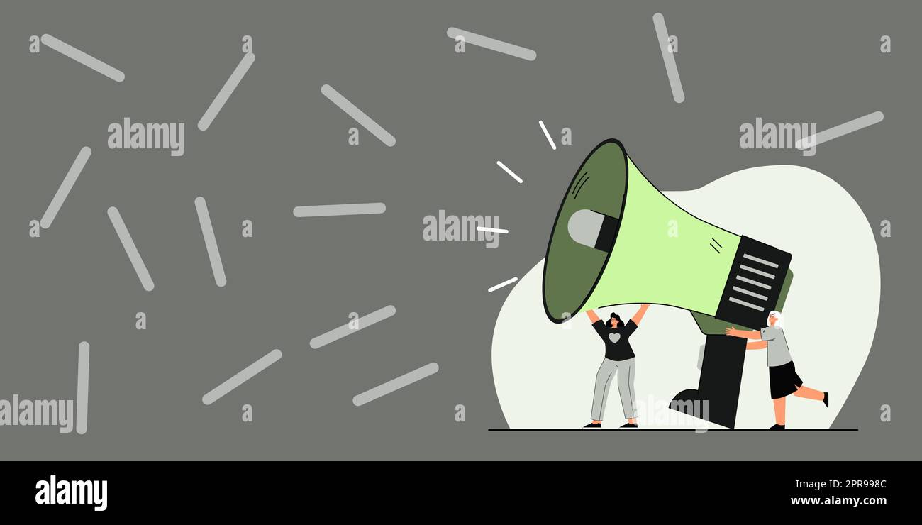 Group Of People Drawing Holding Their Megaphones Talking And Sharing ...