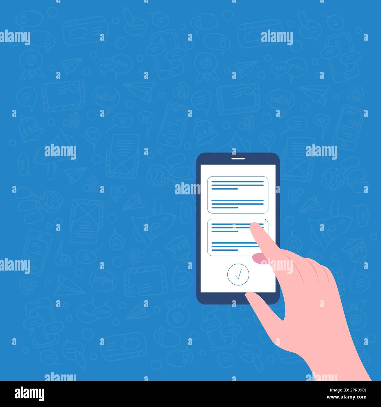 Illustration Of Hand Using Smart Phone Texting New Important Message ...