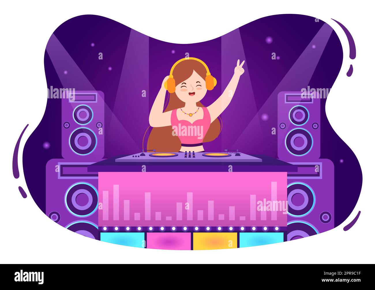 Night Club Cartoon Illustration with Nightlife like a Young People ...