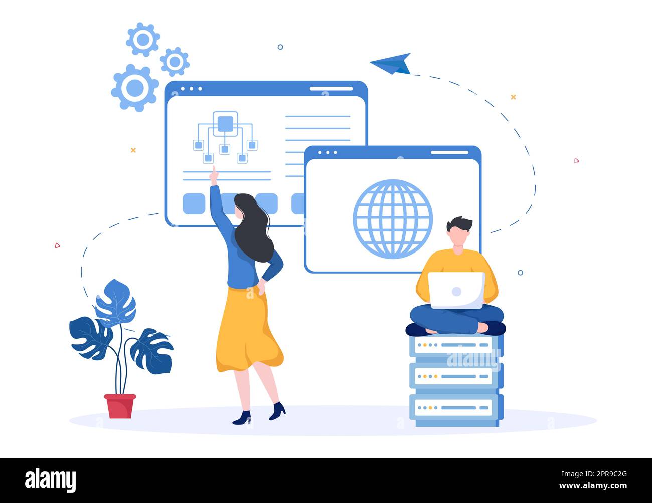 ISP or Internet Service Provider Cartoon Illustration with Keywords and ...