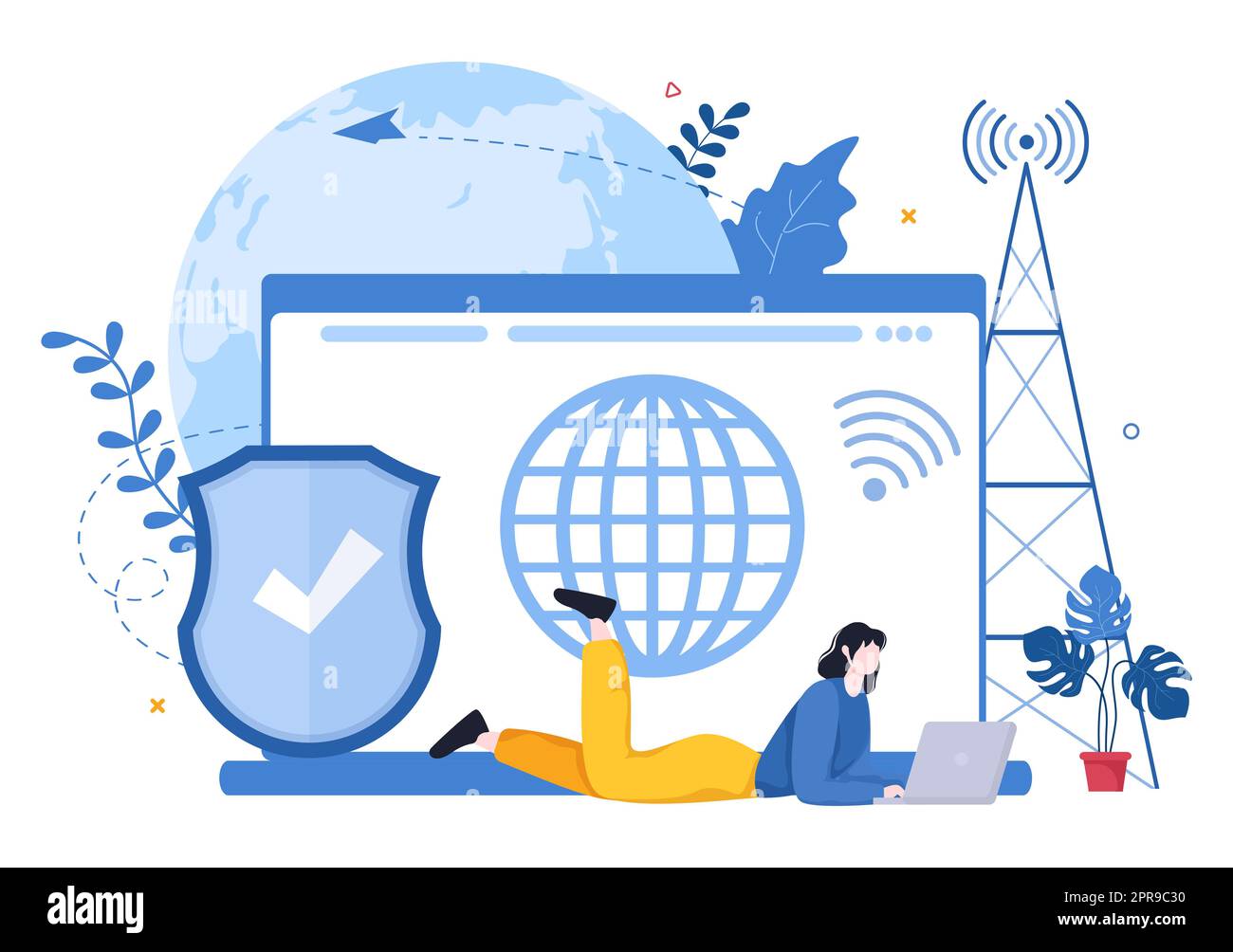 ISP or Internet Service Provider Cartoon Illustration with Keywords and ...