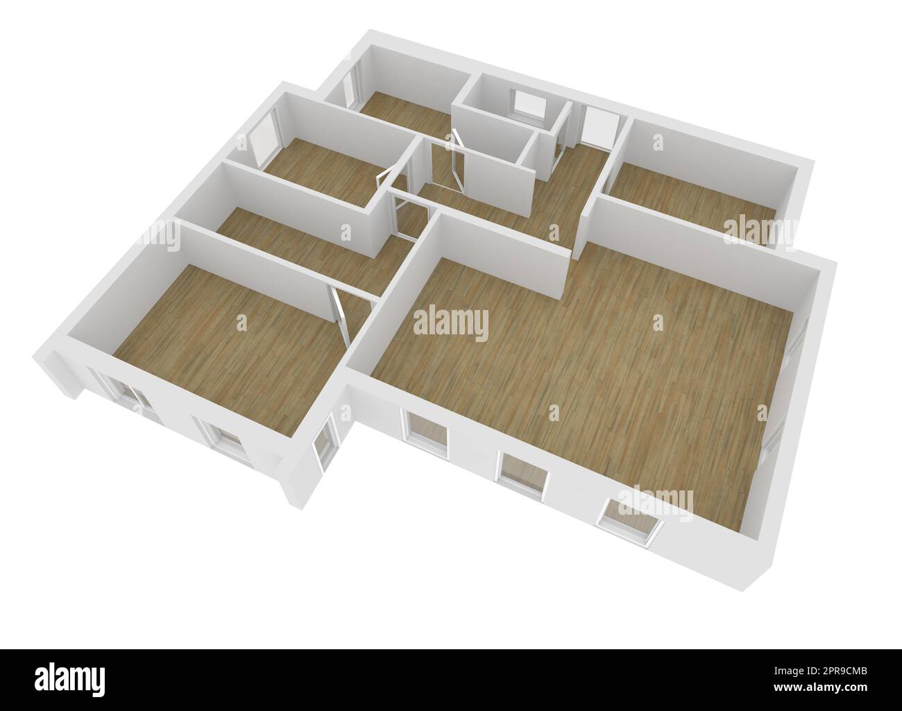 3d Floor plan with wooden floor Stock Photo - Alamy
