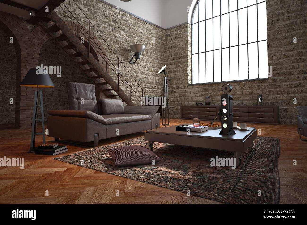 Large luxury living room conversion with arched window and wall alcoves ...