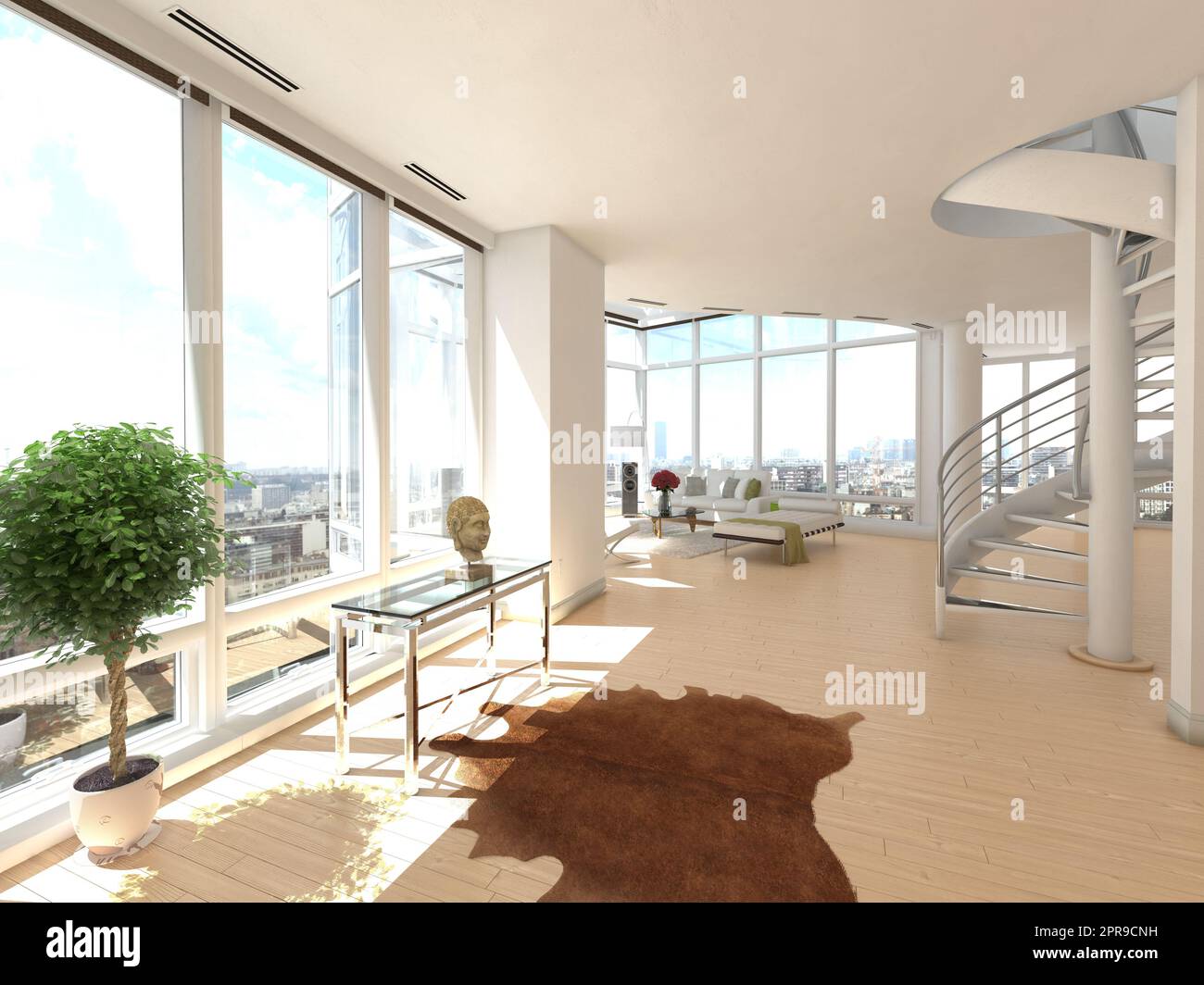Interior of Modern Open Concept Luxury High Rise Apartment Condominium ...