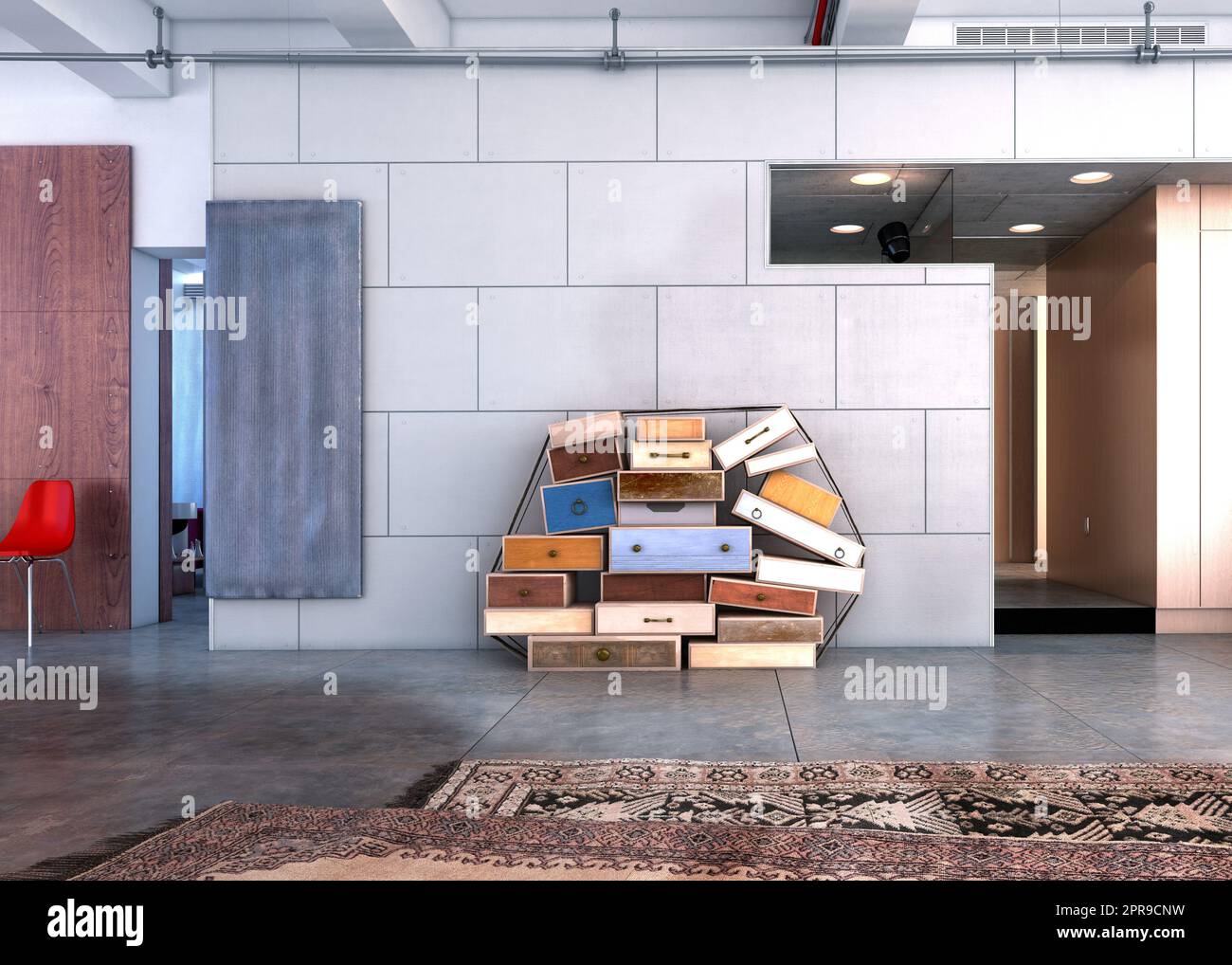 Interior of Open Concept Contemporary Home with Minimal Funishings ...