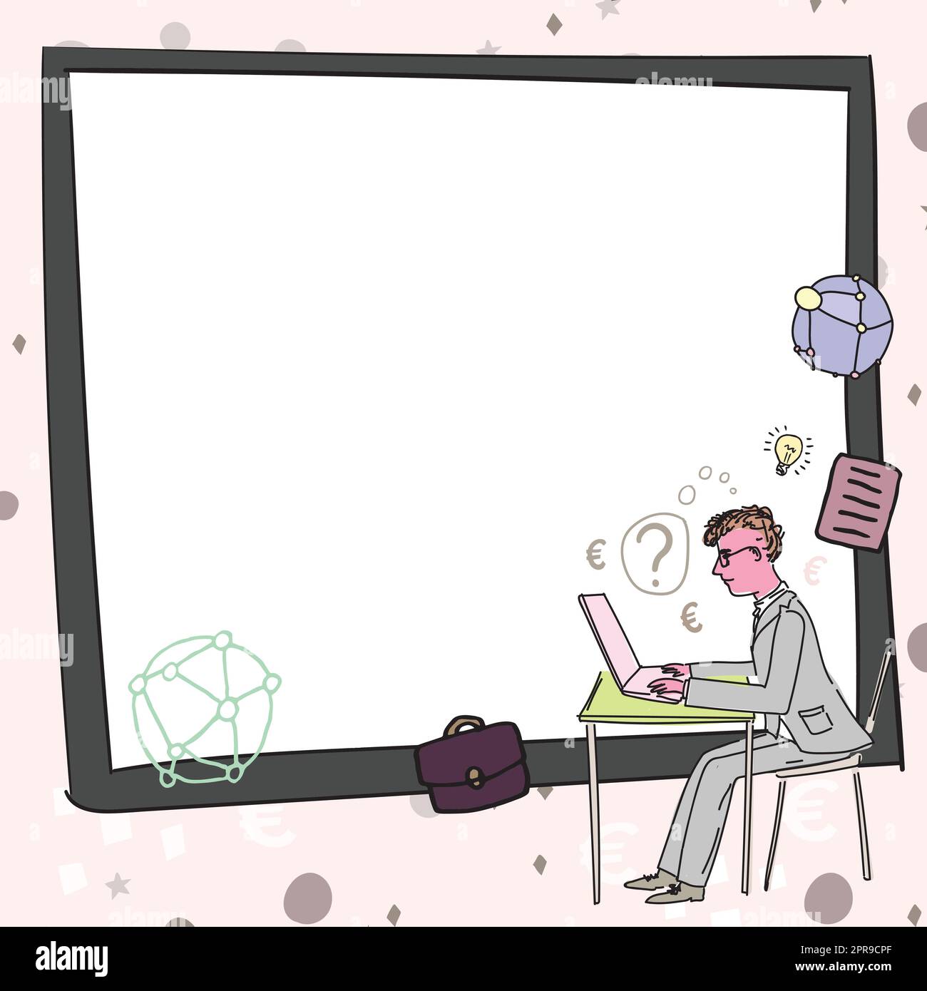 Businessman in suit using laptop sitting on desk representing strategy ...