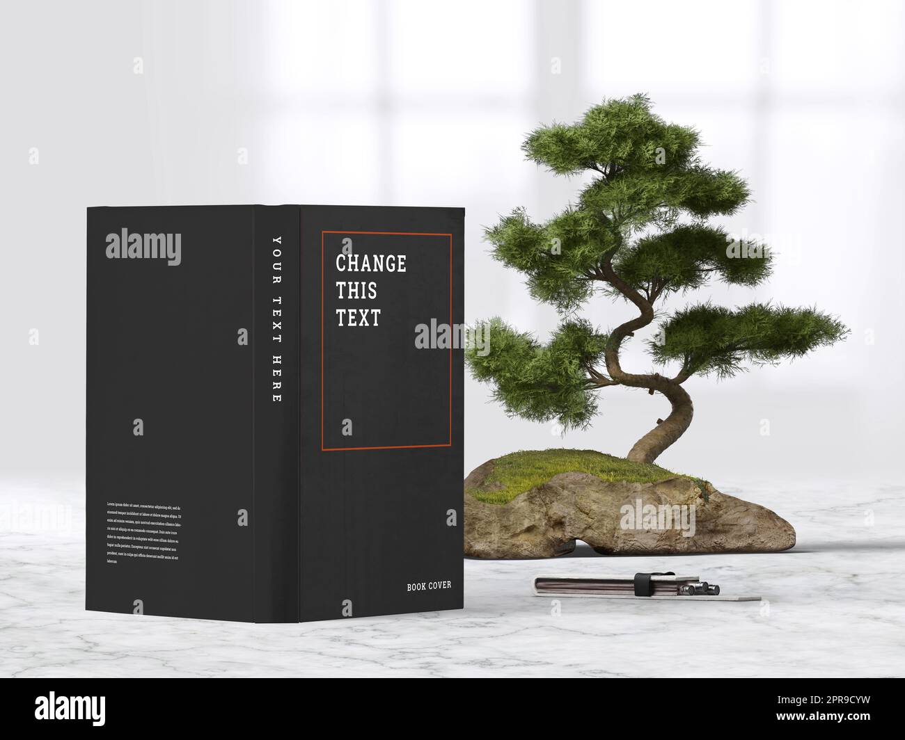 Book Cover Mockup Scene, 3d Illustration, 3d rendering Stock Photo - Alamy
