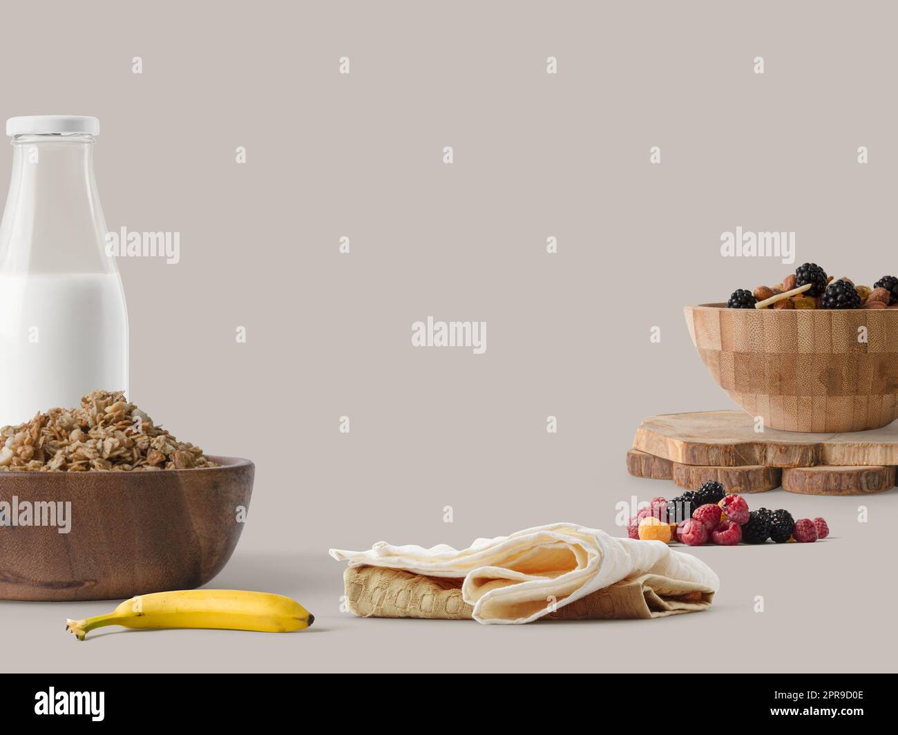 Presentation healthy breakfast with milk for Mockup, 3d Illustration ...
