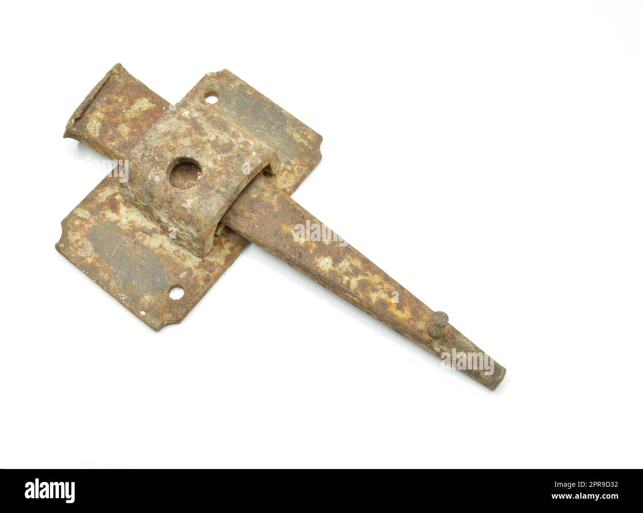 Old and rusty metal wedge used in construction industry on white ...