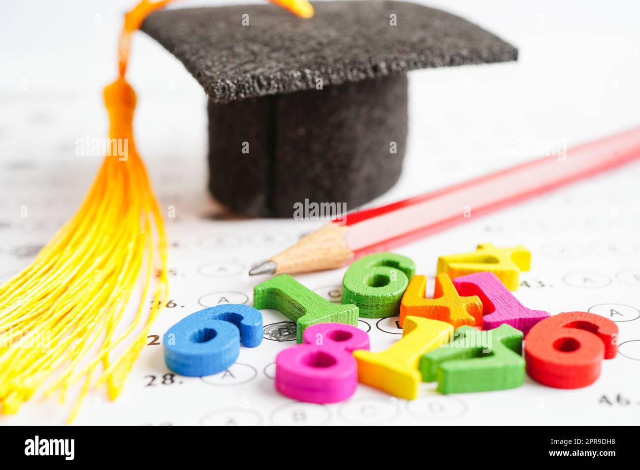 Math number with graduation gap hat on answer sheet test choice for ...