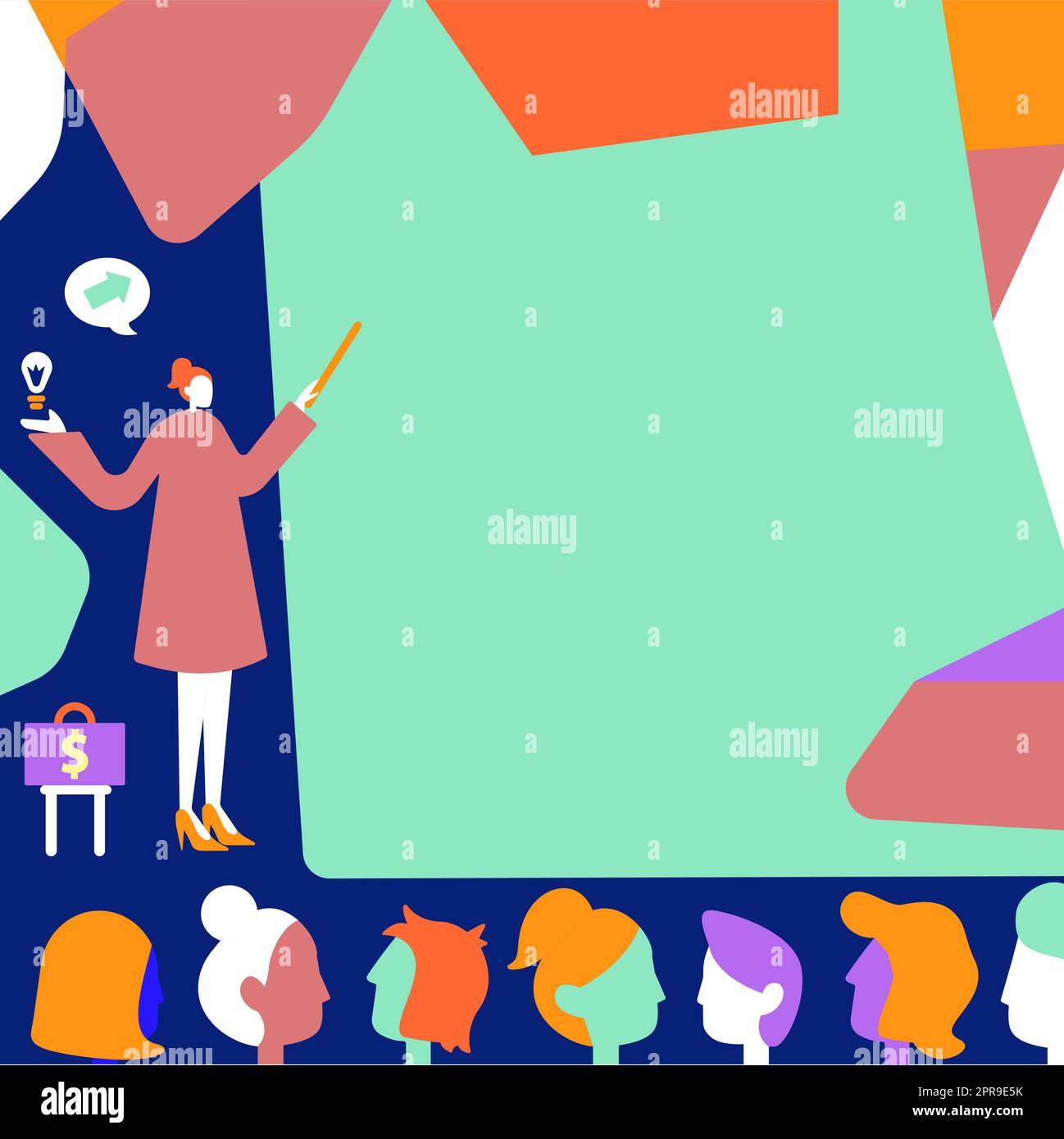 Lady Holding A Presentation Pointing Backdrop Presenting Newest ...