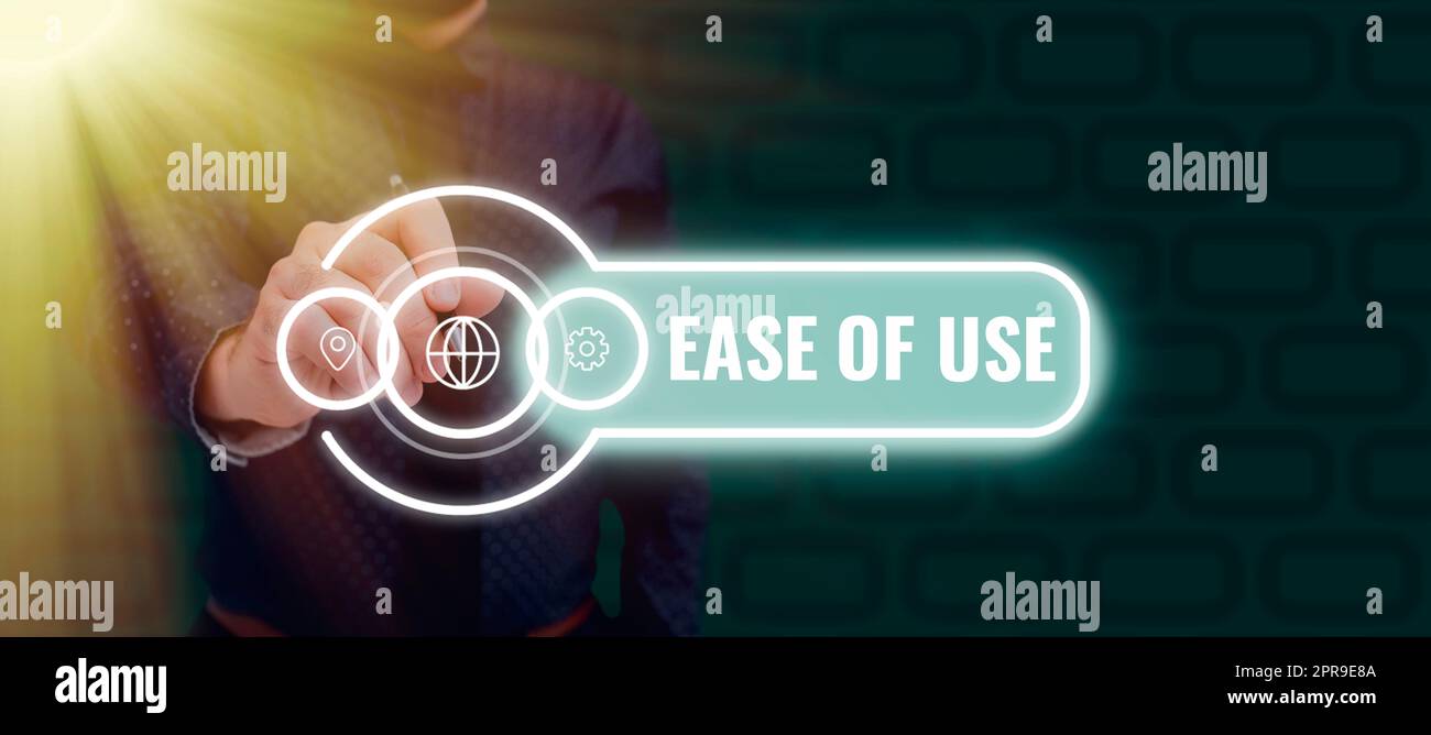 Text showing inspiration Ease Of Use. Word Written on User friendly easy to operate simple ...