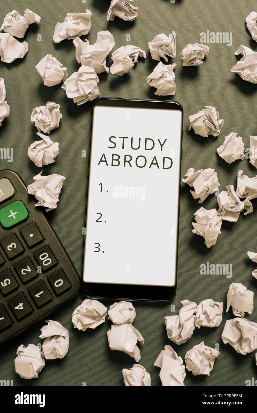 Inspiration showing sign Study Abroad. Word Written on Pursuing ...