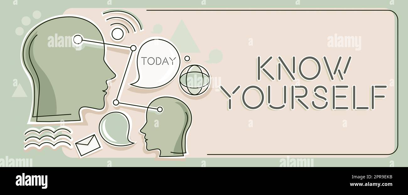 Text sign showing Know Yourself. Conceptual photo Find You ...