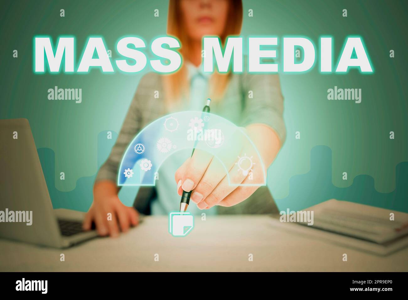Conceptual caption Mass Media. Business concept Group showing making news to the public of what ...