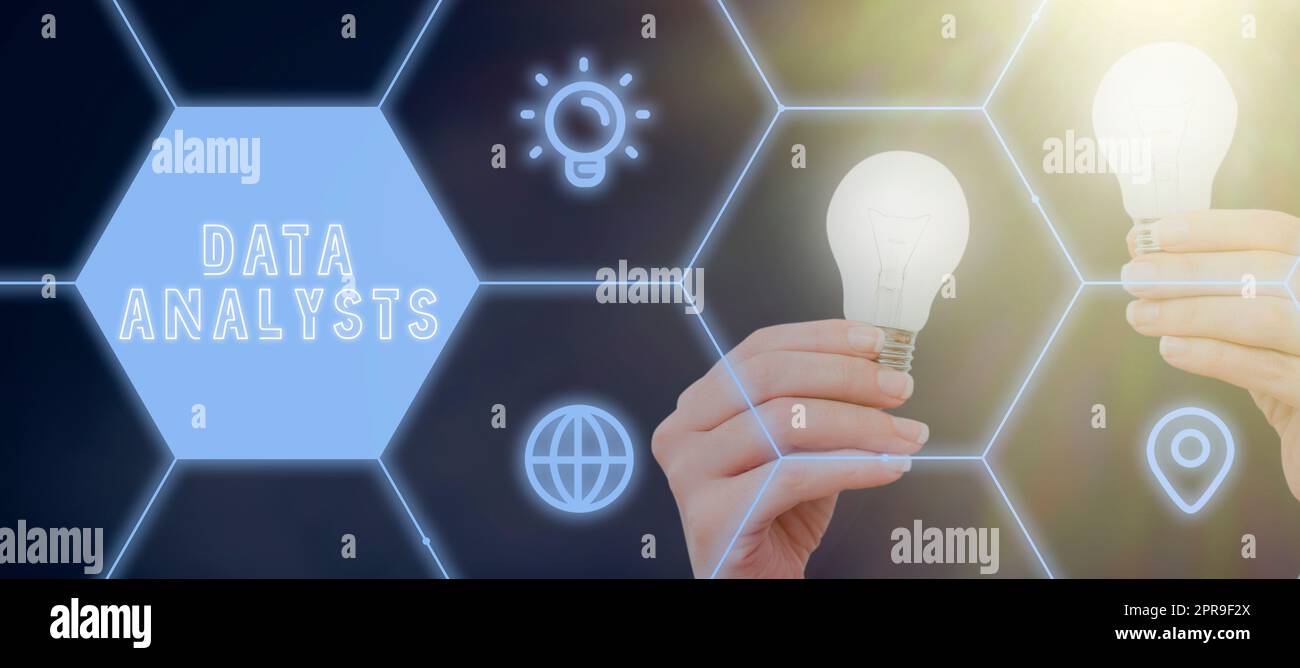 Text sign showing Data Analysts. Word Written on Programmer Design and Create Report Identifies ...