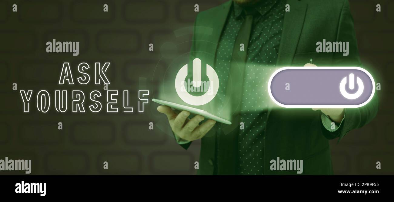 Inspiration showing sign Ask Yourself. Business overview Thinking the ...