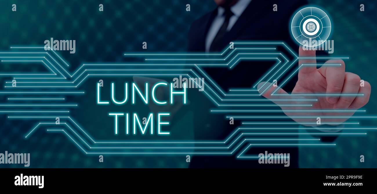 Text caption presenting Lunch Time. Business approach Meal in the ...
