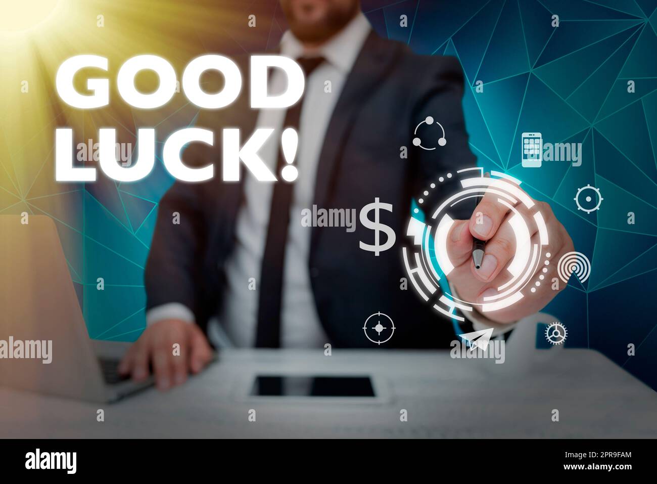 Text showing inspiration Good Luck. Business concept A positive fortune ...