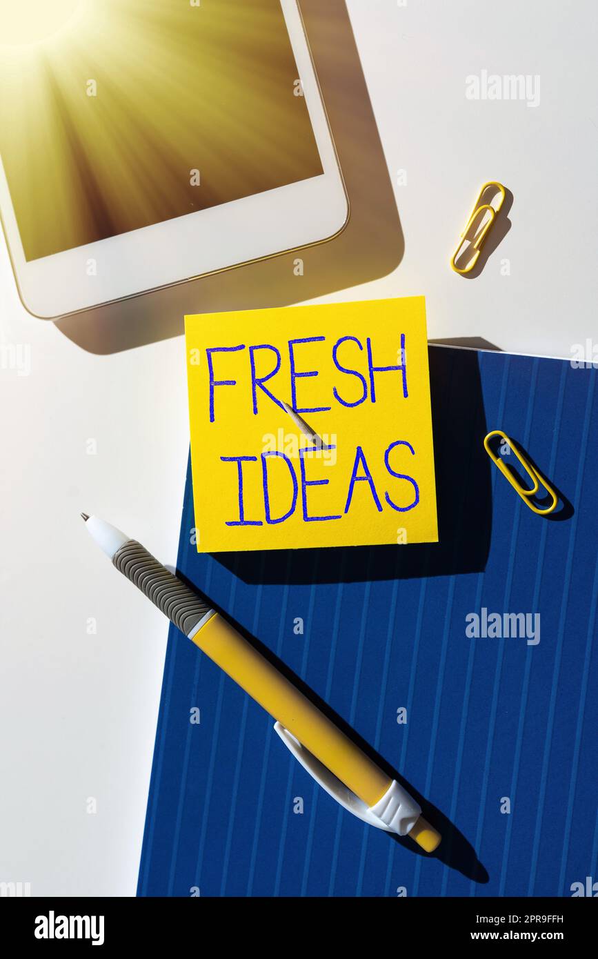 Text caption presenting Fresh Ideas. Word for thought or suggestion as ...