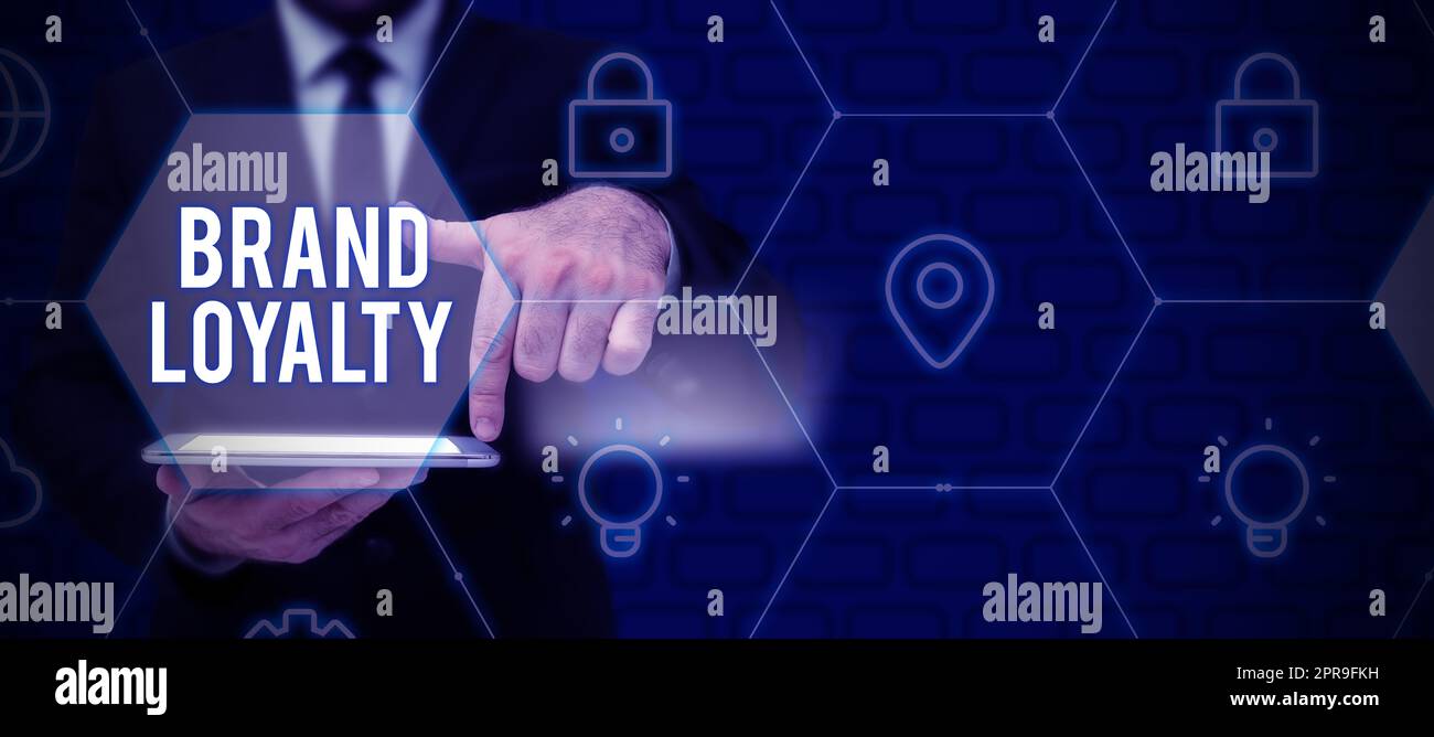 Writing displaying text Brand Loyalty. Business approach Repeat ...