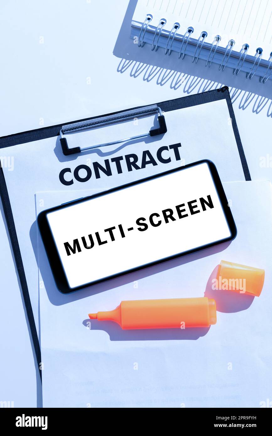Writing displaying text Multi Screen. Word for Having or involving ...