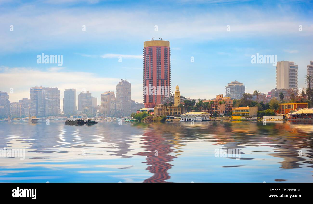 Modern Cairo on Nile Stock Photo - Alamy