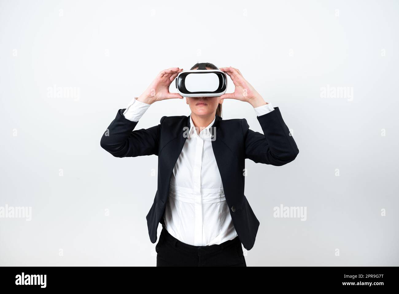 Standing Man Wearing Vr Glasses Presenting Important Messages ...