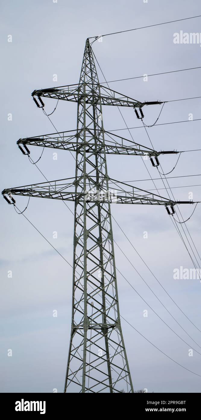 The steel pole from a power pole. Power lines are held by a metal pole ...