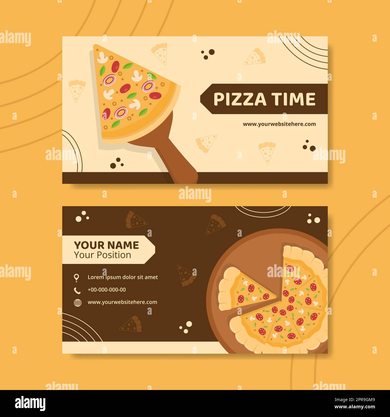 Pizza Food Card Horizontal Template Hand Drawn Cartoon Background Vector Illustration Stock ...