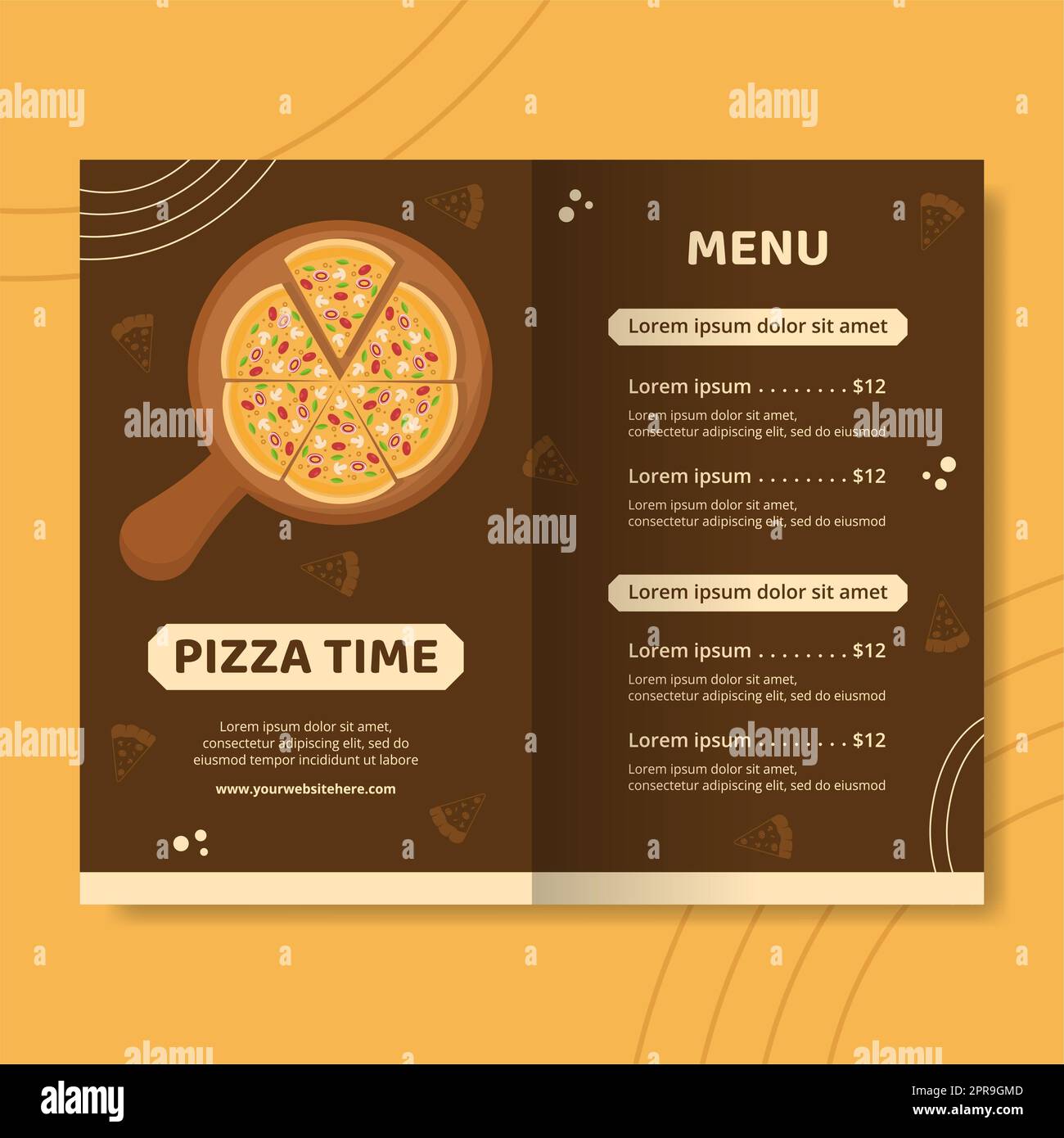 Pizza Food Brochure Template Hand Drawn Cartoon Background Vector ...