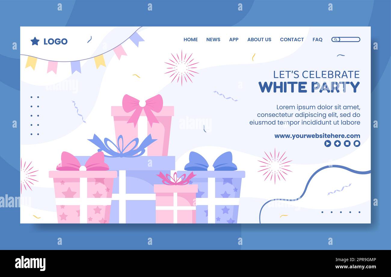 White Party Social Media Landing Page Template Hand Drawn Cartoon ...