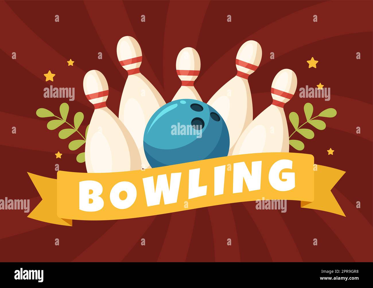 Bowling Game Hand Drawn Cartoon Flat Background Design Illustration ...