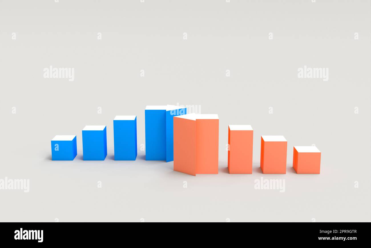 blue and red blocks and arrows. 3d render Stock Photo - Alamy