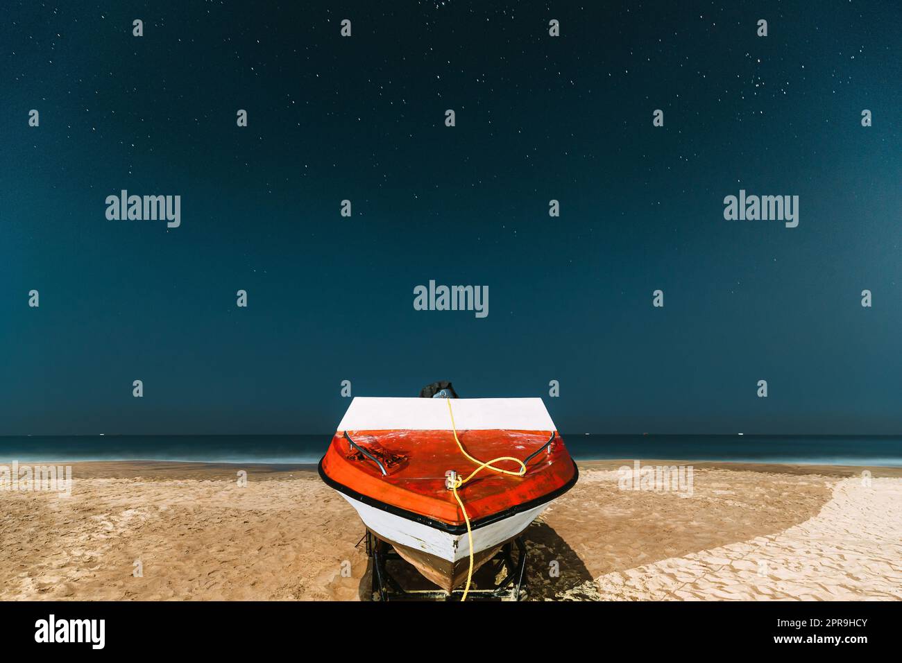 Goa, India. Real Night Sky Stars. Natural Starry Sky Blue Color Above ...