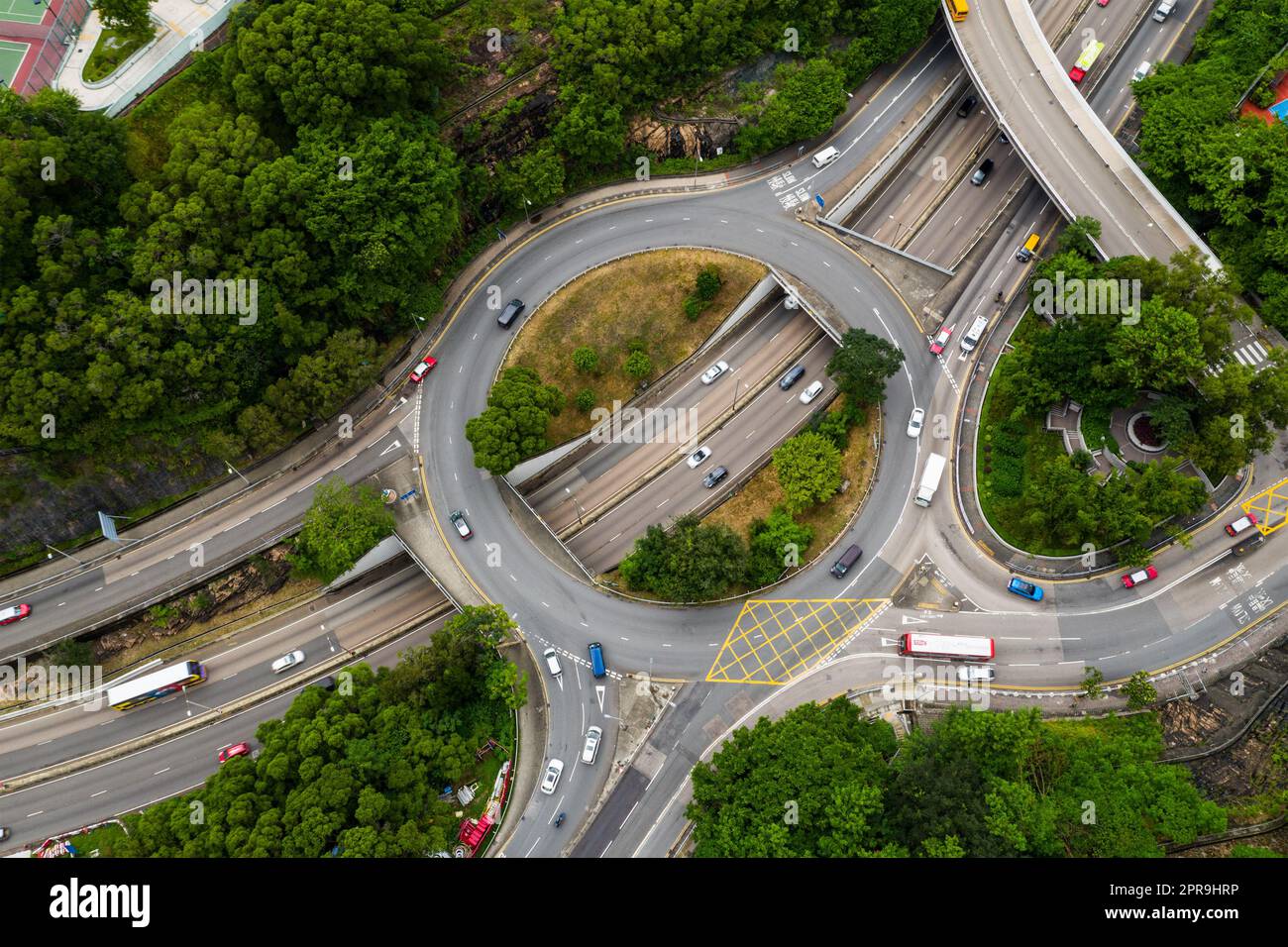 Top down view of the roundabout Stock Photo - Alamy