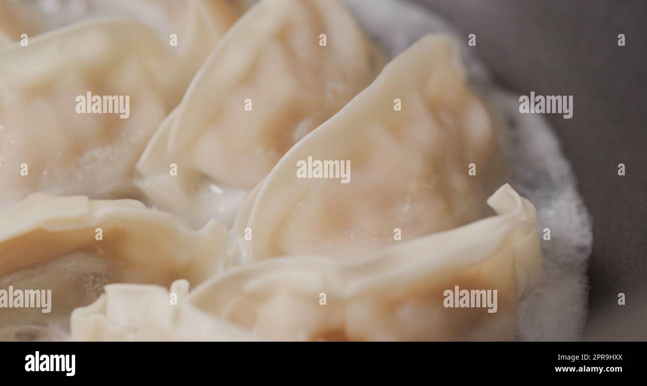 Grilling japanese dumpling on fry pan Stock Photo - Alamy